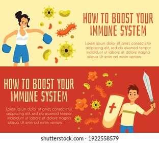 Boosting Immune System Posters Flyers Set Stock Vector (Royalty Free ...