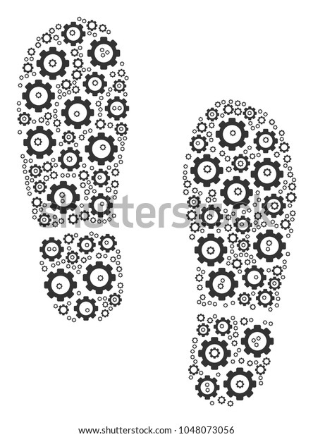 Boot Footprints Mosaic Mechanical Wheels Vector Stock Vector (Royalty ...