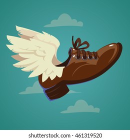 Boot Wings Flying Sky Metaphor Speed Stock Vector (Royalty Free ...