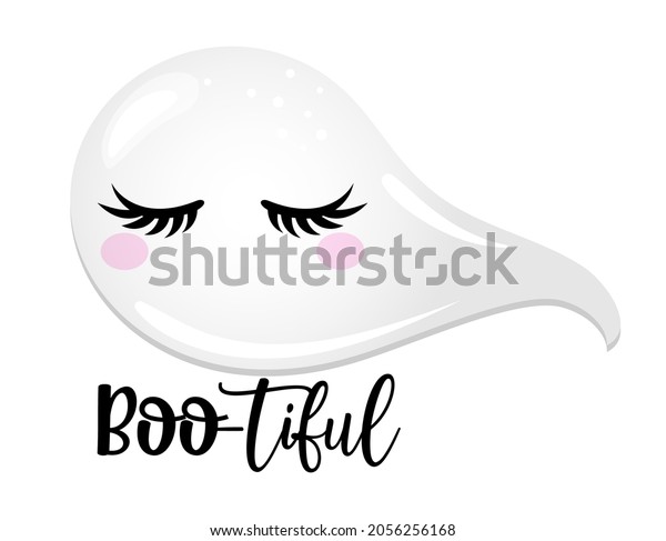 Bootiful Beautiful Happy Halloween Beautiful Ghost Stock Vector ...