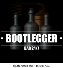 Bootlegger Bottles Moonshine On Black Backgroundvintage Stock Vector ...