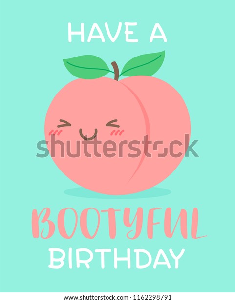 Bootyful Typography Design Cute Peach Illustration Stock Vector ...