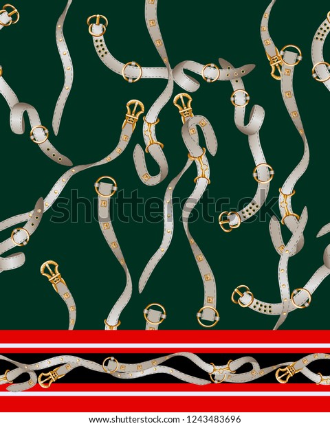 Border Belts Chain Braid Fabric Design Stock Vector (Royalty Free ...