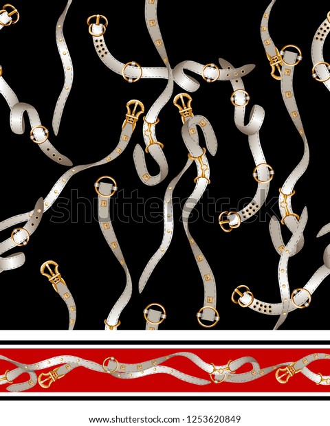 Border Belts Chain Braid Fabric Design: เวกเตอร์สต็อก (ปลอดค่าลิขสิทธิ์ ...