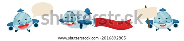 Border Cute Little Airplane White Background Stock Vector (Royalty Free ...