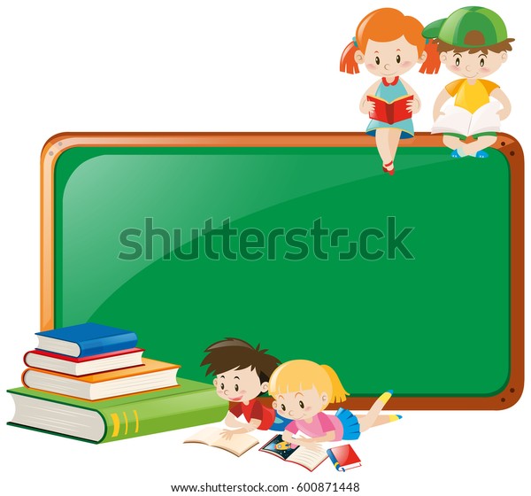 Border Design Children Reading Books Illustration 库存矢量图（免版税）600871448 ...