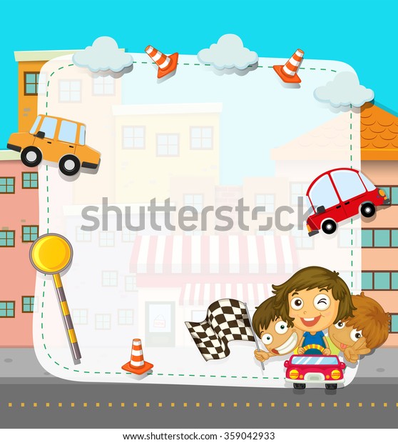 Border Design Children Traffic Illustration Stock Vector (Royalty Free ...