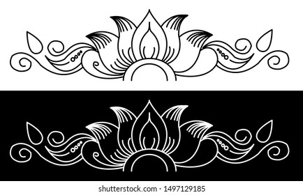 Border Design Concept Lotus Flower Leaves Stock Vector (Royalty Free ...