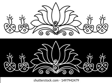 Border Design Concept Lotus Flower Lamps Stock Vector (Royalty Free ...