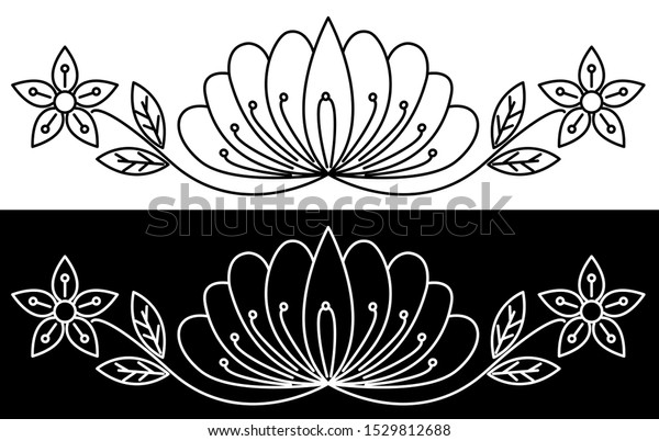 Border Design Concept Lotus Flower Leaves Stock Vector (Royalty Free ...