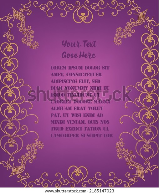 Vektor Stok Border Design Invitation Card Wish Card (Tanpa Royalti ...