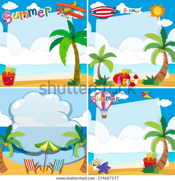 Border Design Summer Theme Illustration Stock Vector (Royalty Free ...