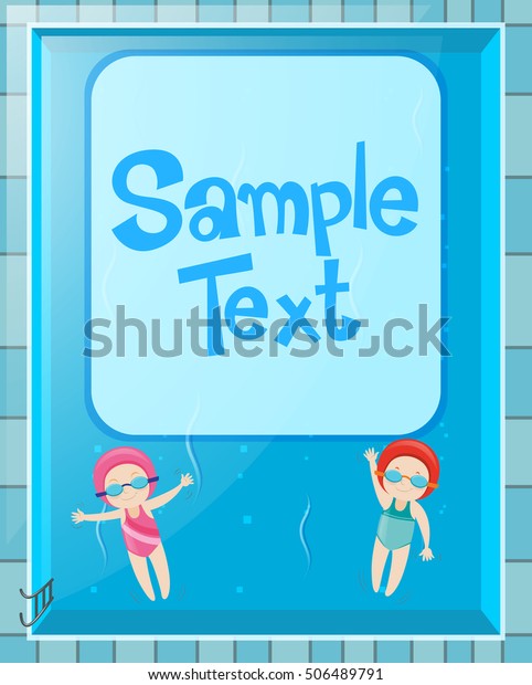 Border Design Two Kids Swimming Illustration Stock Vector (Royalty Free ...