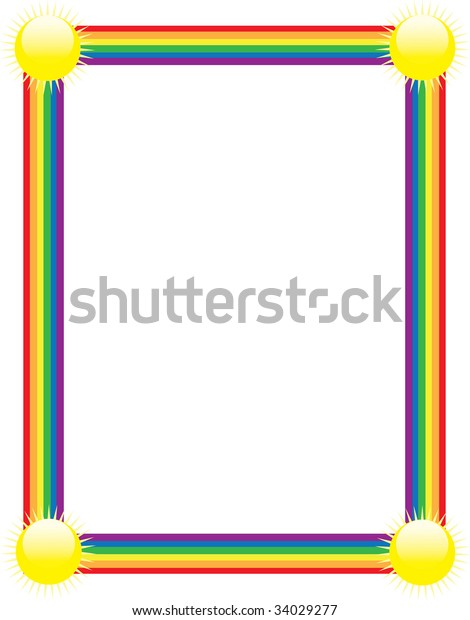 Border Featuring Rainbow Bright Suns Each Stock Vector (Royalty Free ...
