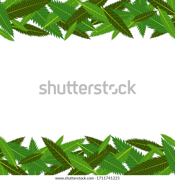 Border Frame Green Leaves On White Stock Vector (Royalty Free ...