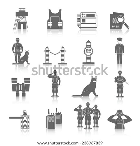 Border Guard Icon Black Set Frontier Stock Vector (Royalty Free ...