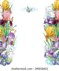 Border Iris Flowers Stock Vector (Royalty Free) 190018421 | Shutterstock