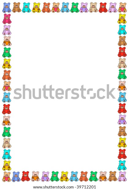 Border Little Colorful Teddy Bears: เวกเตอร์สต็อก (ปลอดค่าลิขสิทธิ์ ...