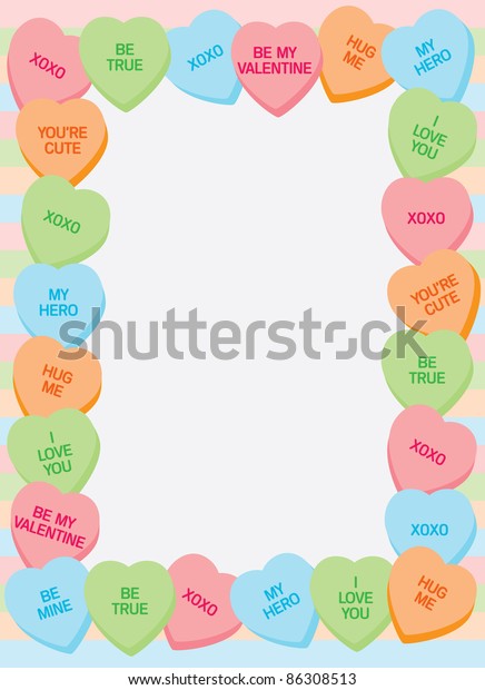 Border Made Candy Heart Illustrations Popular Stock Vector (Royalty ...