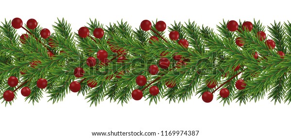 Border Realistic Looking Christmas Tree Branches Stock Vector (Royalty ...