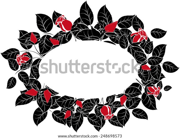 Border Red Roses Black Leaves Form Stock Vector (Royalty Free ...