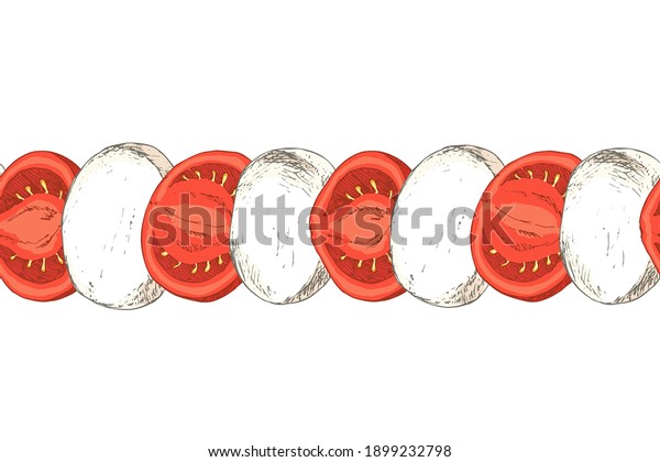 Border Template Caprese Salad Mozzarella Cheese Stock Vector (Royalty ...