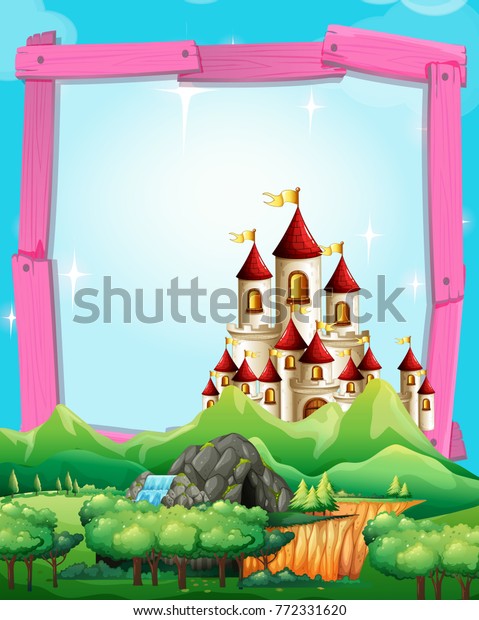 Border Template Castle Woods Illustration Stock Vector (Royalty Free ...