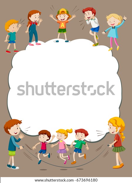 Border Template Children Playing Illustration Stock Vector (Royalty ...