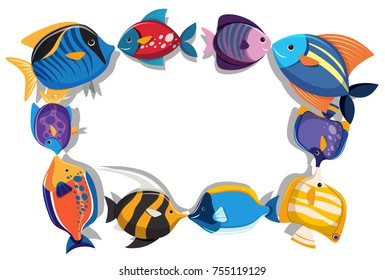 Border Template Cute Fish Illustration Stock Vector (Royalty Free ...
