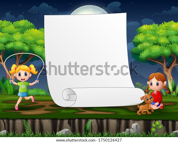 Border Template Design Girls Playing Stock Vector (Royalty Free ...