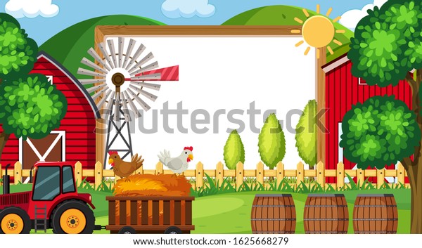 Border Template Farm Scene Background Illustration Stock Vector ...