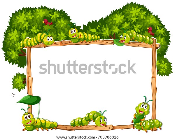 Border Template Green Caterpillars Illustration Stock Vector (Royalty ...