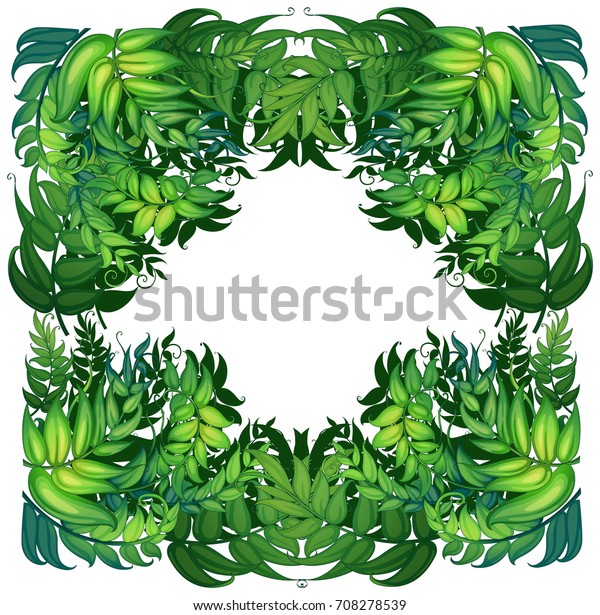 Border Template Green Leaves Illustration Stock Vector (Royalty Free ...