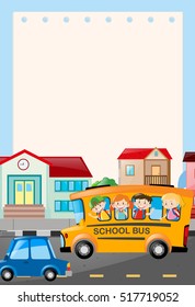 Border Template Kids On Bus Illustration Stock Vector (Royalty Free ...