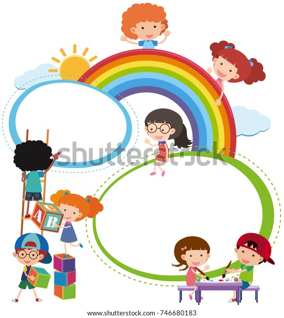 Border Template Kids Playing Illustration Stock Vector (Royalty Free ...
