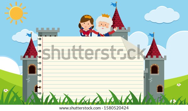 Border Template King Queen Castle Illustration: เวกเตอร์สต็อก (ปลอดค่า ...