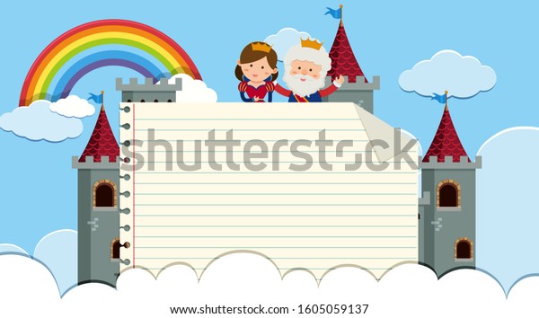 Border Template King Queen Castle Illustration: เวกเตอร์สต็อก (ปลอดค่า ...