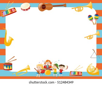 Border Template Musical Instruments Illustration Stock Vector (Royalty ...