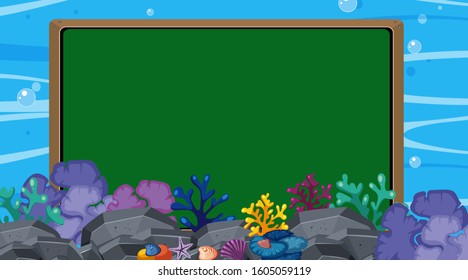Border Template Underwater Scene Background Illustration Stock Vector ...