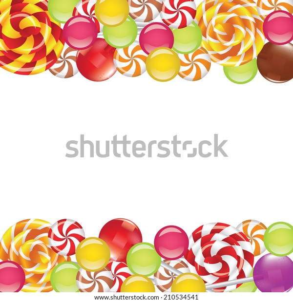 Borders Candies Lollipops On White Background Stock Vector (Royalty ...