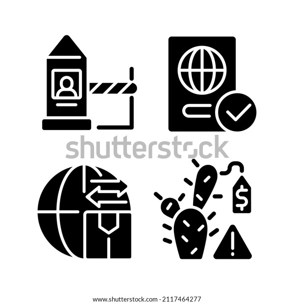 Vektor Stok Borders Control Measures Black Glyph Icons (Tanpa Royalti ...