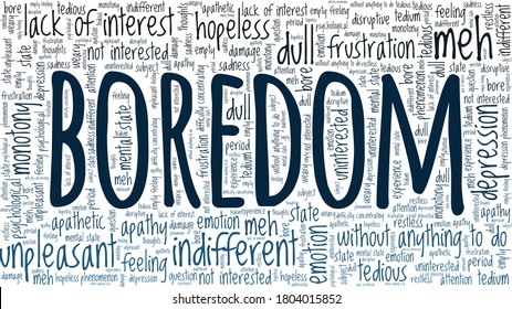 Boredom Vector Illustration Word Cloud Isolated Stock Vector (Royalty ...