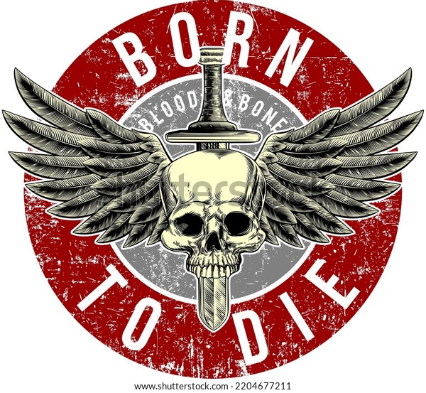 Born Die Skull Wings Stock Vector (Royalty Free) 2204677211 | Shutterstock