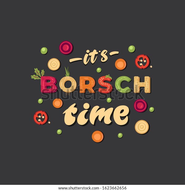 Borsch Time Lettering Poster Design Name Stock Vector (Royalty Free ...