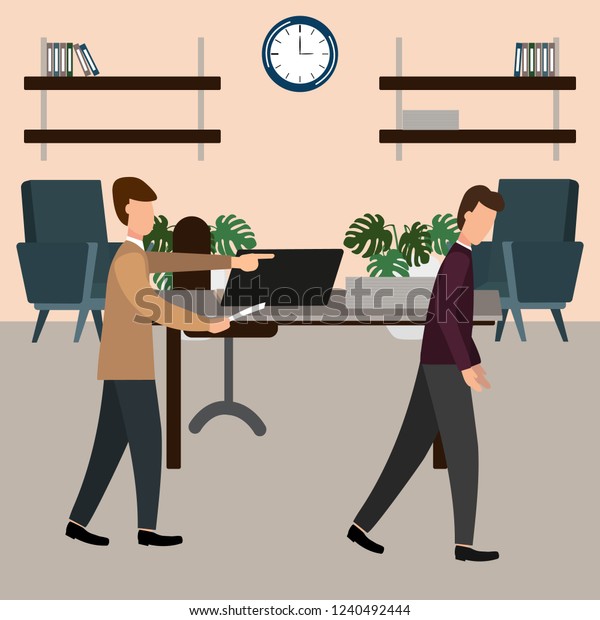 Boss Screams Subordinate Office Vector Illustration Stock Vector ...
