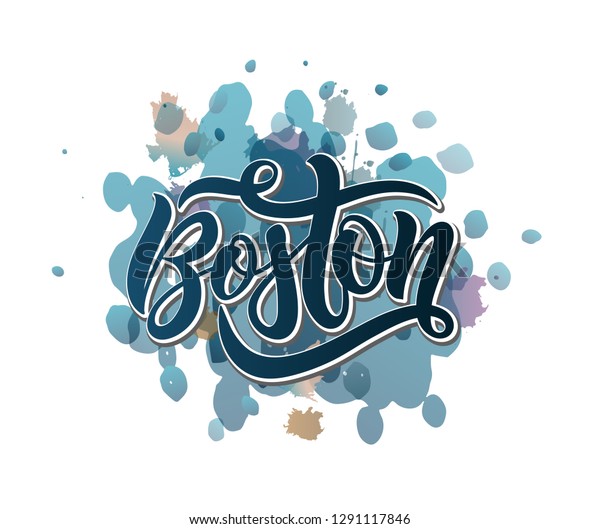 Boston Hand Written City Name Modern Stock Vector (Royalty Free) 1291117846