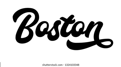 Boston Logo Hand Lettering Vector Illustration: vetor stock (livre de ...