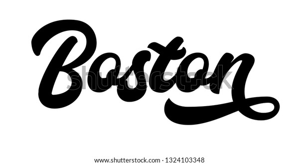 Boston Logo Hand Lettering Vector Illustration: vetor stock (livre de ...