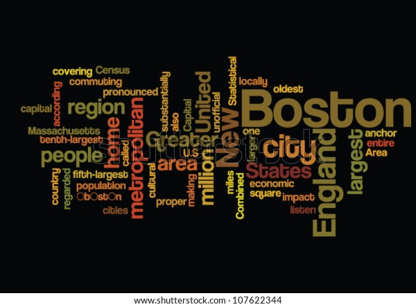 Boston Word Clouds Concept On Black Stock Vector (Royalty Free ...