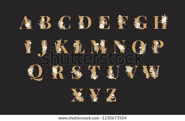 Botanical Alphabet Capital Letters Vector Set Stock Vector (Royalty ...